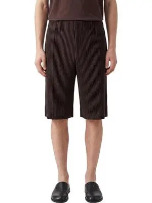 Issey Miyake Homme Plissé Pleated Crêpe Chino Shorts - Brown