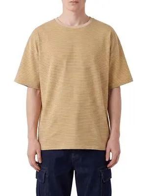 Howlin' Striped Relaxed Fit T-shirt In Cotton With Crew Neck - Yellow