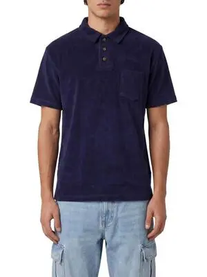 Howlin' Short-sleeved Cotton-blend Polo Shirt With A Chest Patch Pocket - Blue