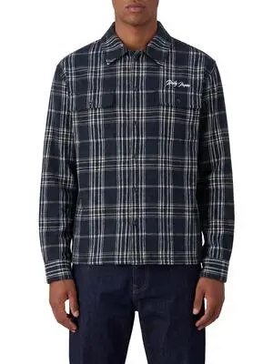DAILY PAPER Check-pattern Cotton-blend Shirt With A French Collar - Blue