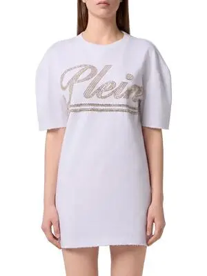 Philipp Plein Rhinestone Logo Cotton T-shirt - White