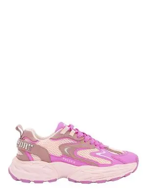 PLEIN SPORT Plein Sport Pulse X Sneakers In Calfskin Leather And Mesh Pink