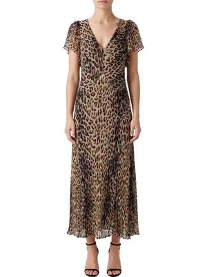 Rixo Rixo London Animalier Viscose Midi Dress Multicolor