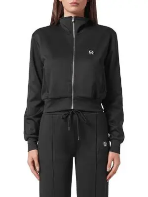 Philipp Plein Philipp Plein Cropped Cotton Hoodie Black