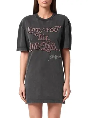 Philipp Plein Cotton Crew Neck T-shirt With Slogan Print - Black