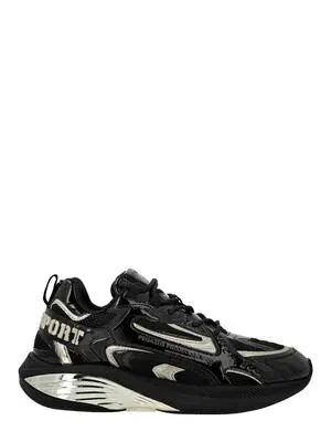 PLEIN SPORT Pegasus Project Mesh And Patent Leather Sneakers - Black 1