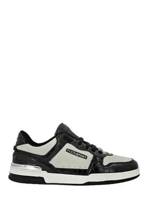 PLEIN SPORT Embossed Leather Sneakers - White 1