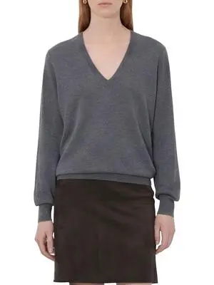Loulou De Saison V-neck Cashmere Sweater - Grey