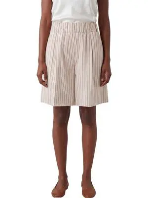 MYTHS Striped Shorts - Brown