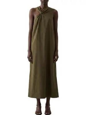Soeur Emna Midi Dress In Viscose Blend - Kaki