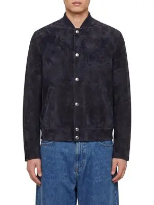 YVES SALOMON Suede Bomber Jacket - Blue