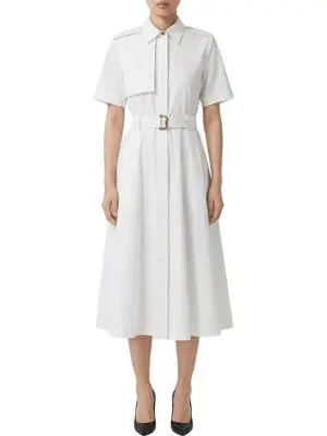 Burberry Belted Shirt Dress - White