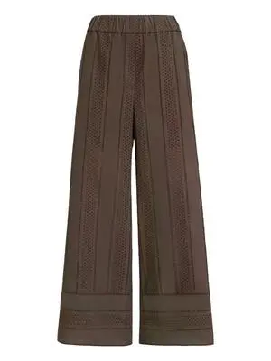Brunello Cucinelli Techno Cotton Poplin Broderie Anglaise Track Trousers - Brown