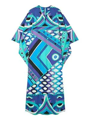 Emilio Pucci Vivara Print V-neck Kaftan - Blue