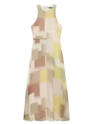 Armani Exchange Abstract-print Sleeveless Midi Dress - Neutrals