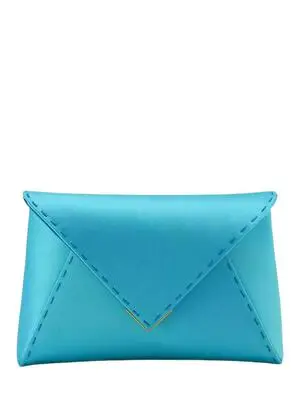 Tyler Ellis Lee Pouchet Satin Clutch Bag - Blue