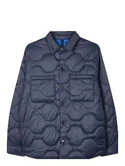 Paul Smith Navy Packable Quilted Nylon Shirt Jacket - Blue