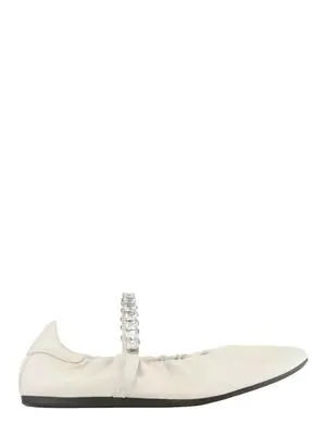 JIMMY CHOO Jade Ballerina Flats With Crystal Strap - Neutrals