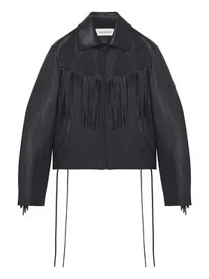 Alexander McQueen Fringe Leather Jacket - Black