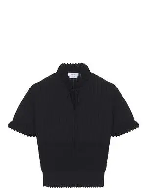 Alexander McQueen MCQUEEN Black Viscose Blend Pointelle Knit Top Black