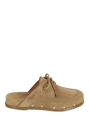 ALPE Stud-embellished Lace-up Mules - Brown