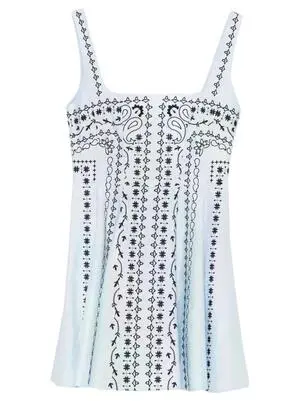 Maje Embroidered Square-neck Mini Dress - Blue