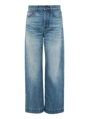 Chloé High Waisted Wide Leg Denim Shorts - Blue