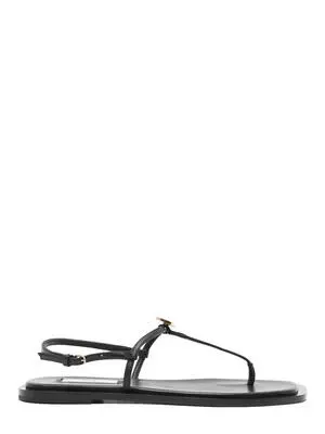 TOTEME T-bar Hammered Coin Embellished Leather Sandals - Black