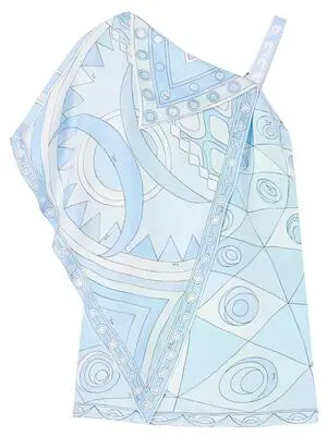 Emilio Pucci Asymmetrical Silk Twill Dress With Graphic Print - Blue