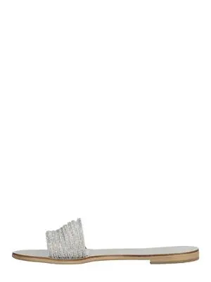 NICOLAS LAINAS Crystal-embellished Slip-on Sandals - Silver