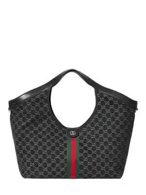 Gucci Gucci Giglio Large Tote Bag In GG Denim Black