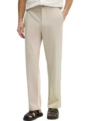 Guess Logo Plaque Straight-leg Trousers - Neutrals