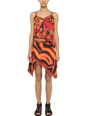 Emilio Pucci Occhi Print Silk Twill Scarf Top - Red