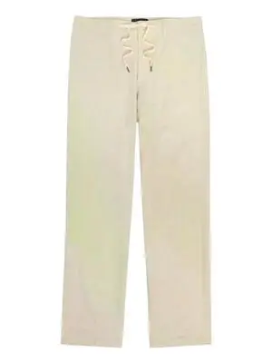 Paige Drawstring Slub-texture Trousers - Neutrals
