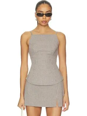 Astr The Label Nora Top - Brown Gingham