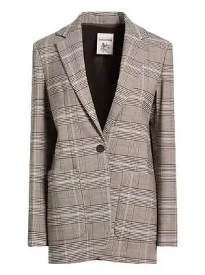 SEMICOUTURE Single-breasted Glen Plaid Blazer - Grey
