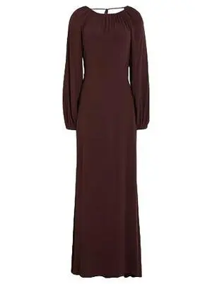 SEMICOUTURE Maxi Dress In Chocolate Acetate And Silk - Brown