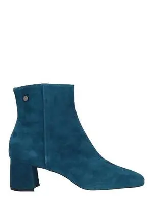 POLLINI Suede Ankle Boots With Block Heel - Green
