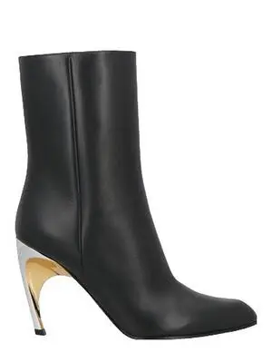 Alexander McQueen Leather Pointed Toe Ankle Boots With Stiletto Heel - Black