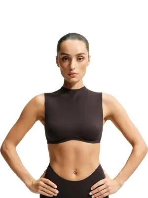 Nike Skims Studio Stretch -support Mock Neck Sports Bra - Brown