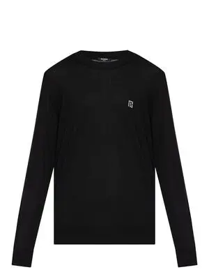 Balmain Logo Knit Sweater - Black