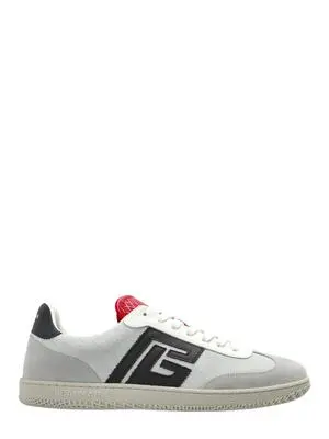 Balmain Swan Low-top Suede And Leather Sneakers - Grey