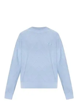 Balmain Sweater With Embroidered Logo And Argyle Pattern - Blue