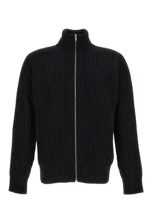 MAISON MARGIELA Ribbed Wool-blend Zip-up Sweater - Black
