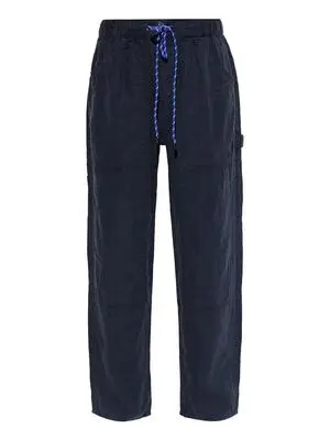 Rag & Bone Loose-fit Linen Trousers With Drawstring - Navy Blue