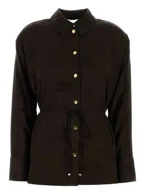GANNI Satin Shirt - Brown
