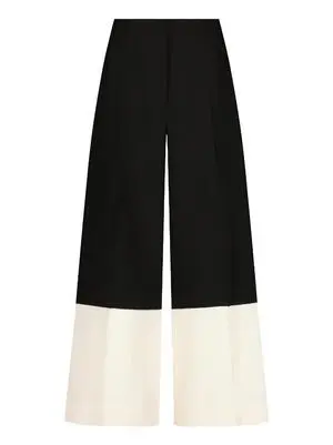 Lela Rose Stretch Twill Two-tone Wide Leg Pant - Black
