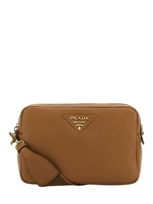 Prada PRADA Leather Crossbody Bag Brown