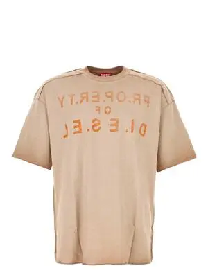 DIESEL® Antiqued Cotton T-look T-shirt - Pink