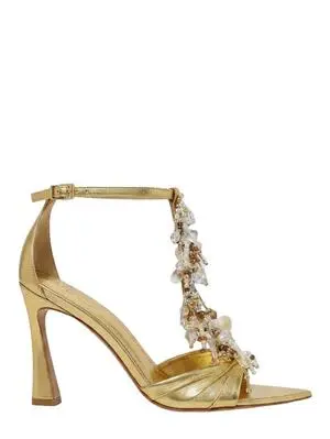 PatBO Lulu Embroidery High Heel Sandals - Metallic